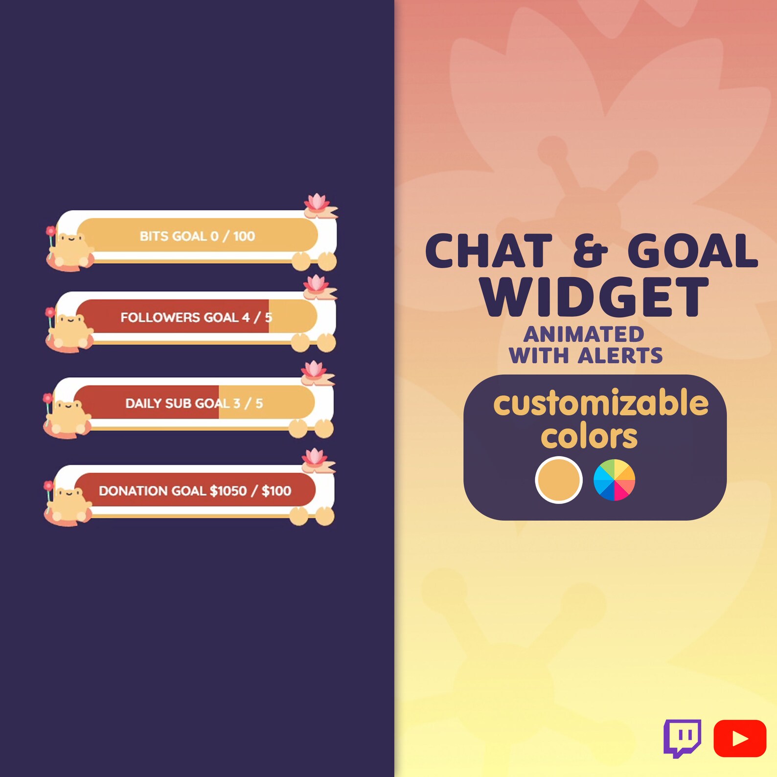 P2U Customizable Chat Widget Goal Frog Toad Lotus Flower Orange Leaf ...
