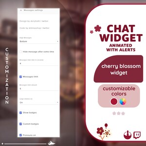 P2U Customizable Chat Widget Cherry Blossom Sakura Dark Red Chatbox ...