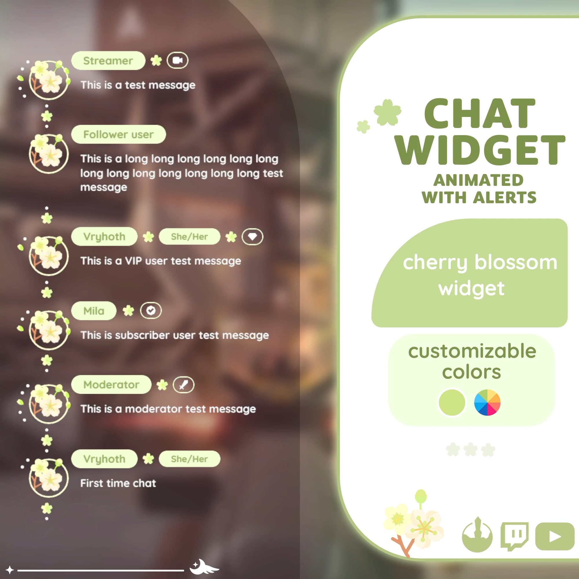 P2U Customizable Chat Widget Cherry Blossom Sakura Green Pastel Chatbox ...