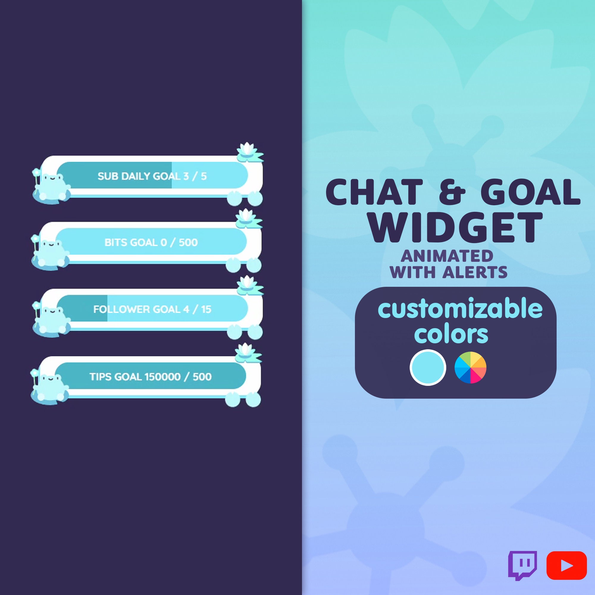 P2U Customizable Chat Widget Goal Frog Toad Lotus Flower Blue Leaf ...