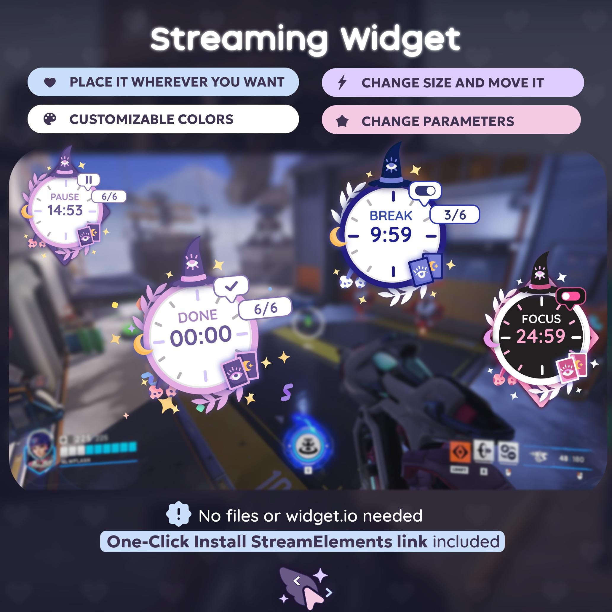 Witch Pomodoro Timer Widget | Customizable Stream Overlay ...