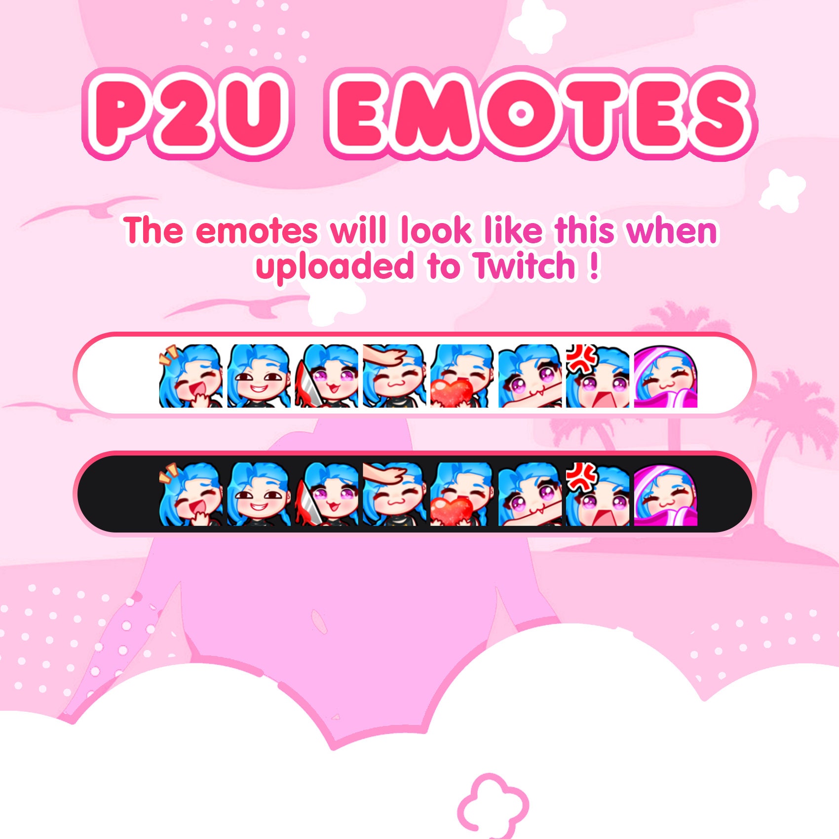P2U Jinx Powder League of Legends Emotes Blue Hair Girl Twitch Sub ...