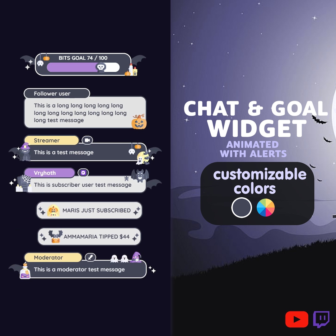 P2U Customizable Chat Widget Goal Halloween Cute Spooky Terror Stream ...