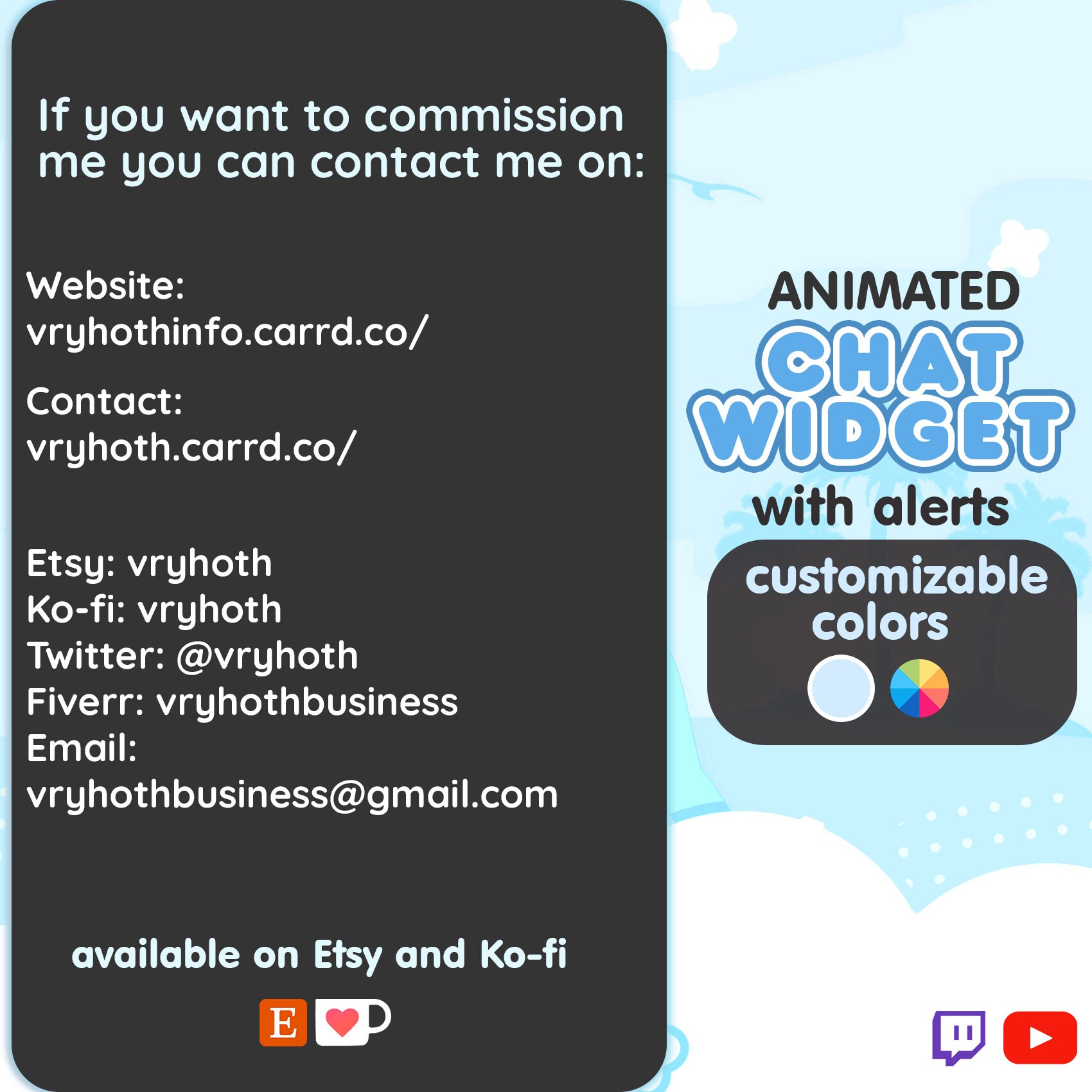 P2U Customizable Chat Widget Moon Blue Stream Chatbox Cute ...