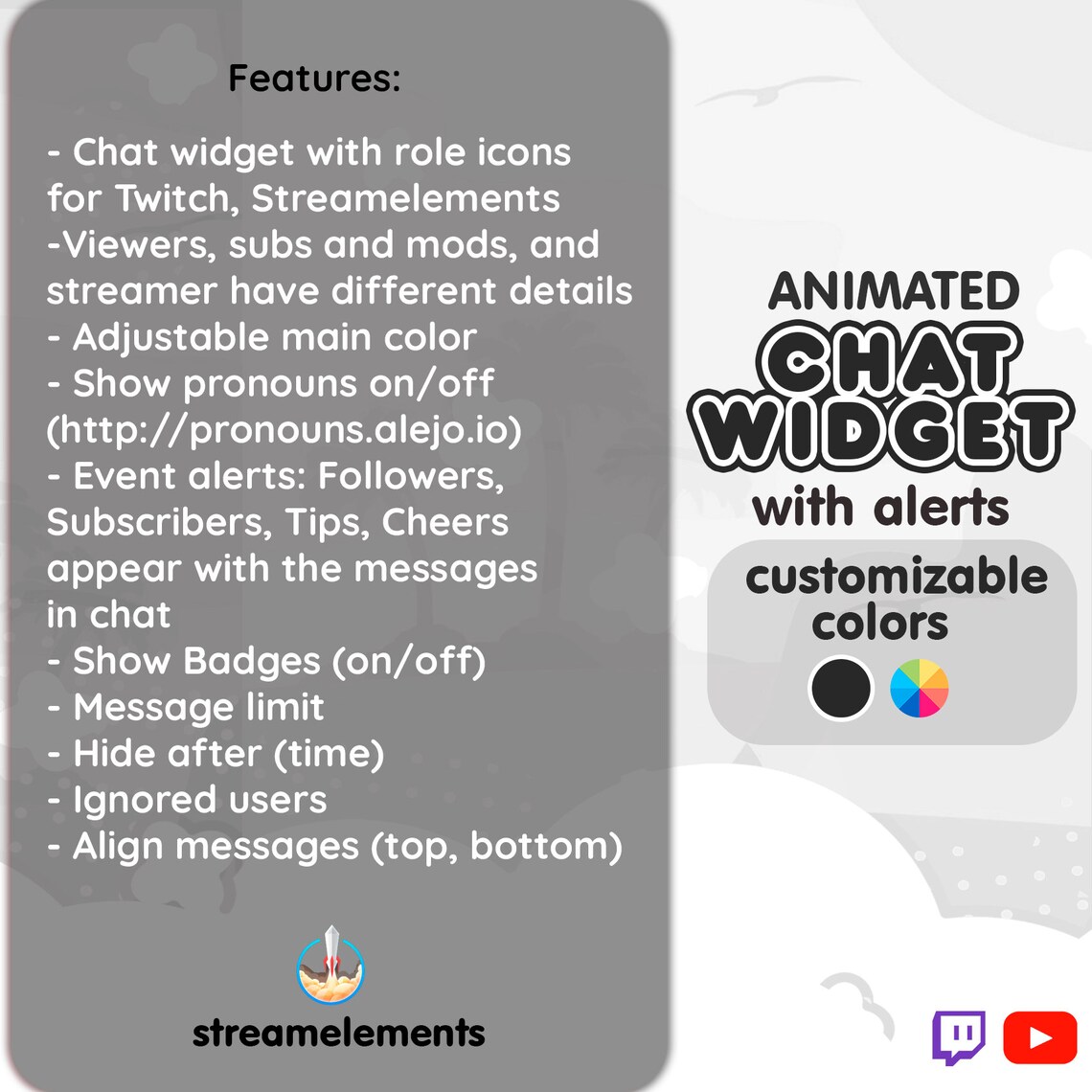 P2U Customizable Chat Widget Paw Pet Cat Dog Black Stream Chatbox Cute ...