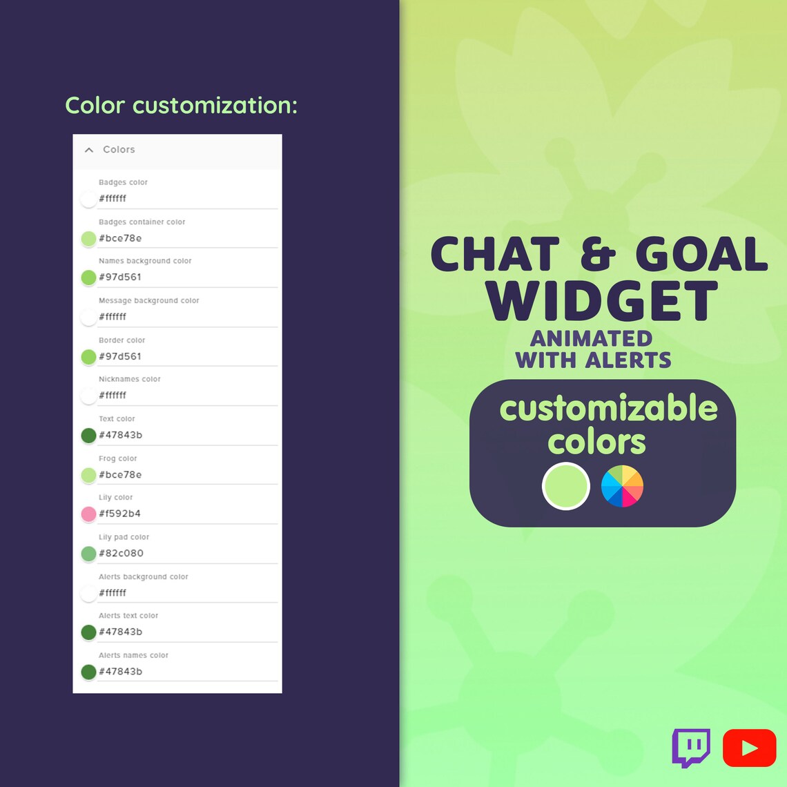 P2U Customizable Chat Widget Goal Frog Toad Lotus Flower Green - Etsy