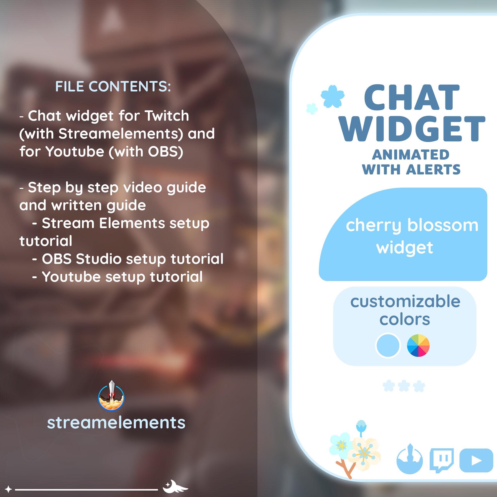 P2U Customizable Chat Widget Cherry Blossom Sakura Blue Pastel Chatbox ...