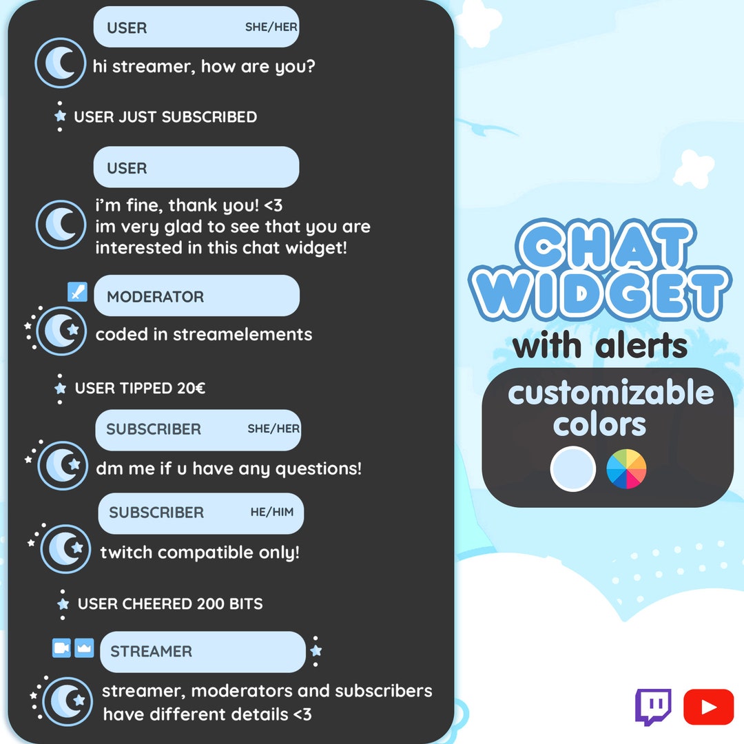 Moon Blue Chat Widget: Customizable Stream Chatbox (digital Download ...