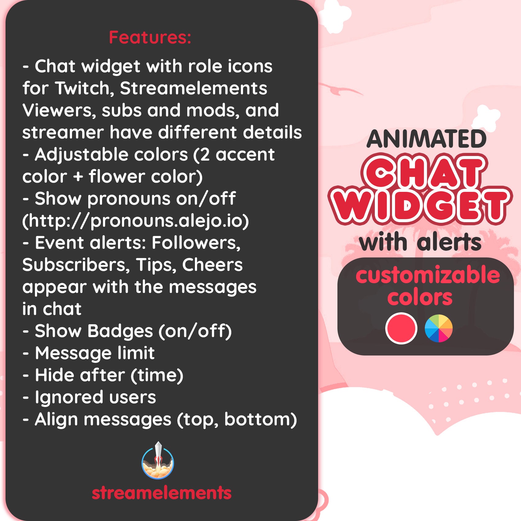 Customizable Stream Chat Widget: Red Flower Design (digital Download ...