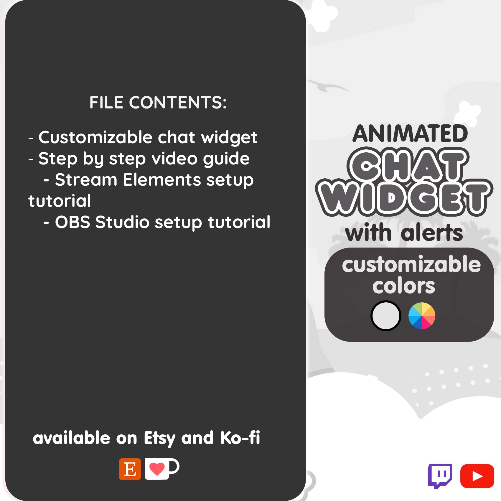 P2U Customizable Chat Widget Moon White Stream Chatbox Cute ...