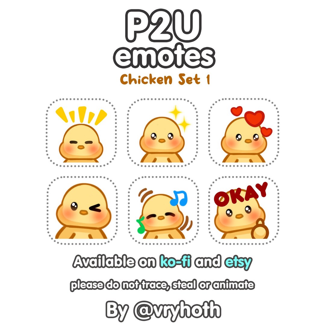 6 Kawaii Chicken Emotes Set 1 for Twitch Discord & Youtube - Etsy