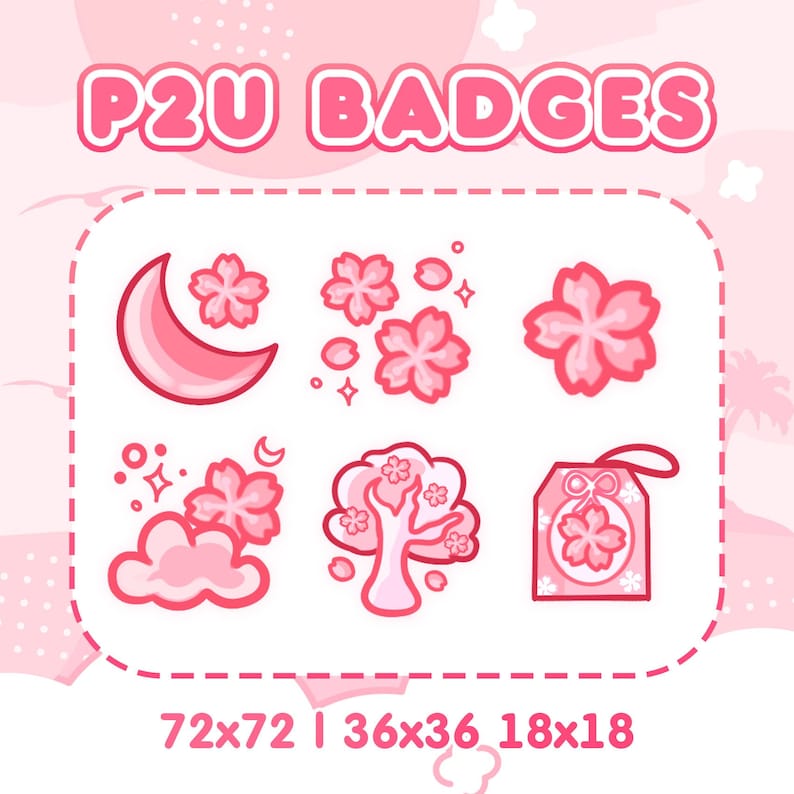 Sakura Cherry Blossom Twitch Badges, Cute Pink Kawaii Streamer (P2U) - Etsy