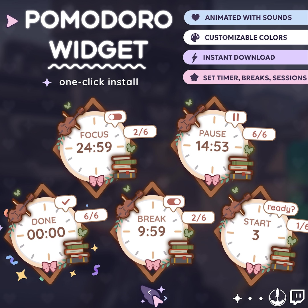 Light Academia Pomodoro Timer Widget | Streamelements, Twitch (digital ...