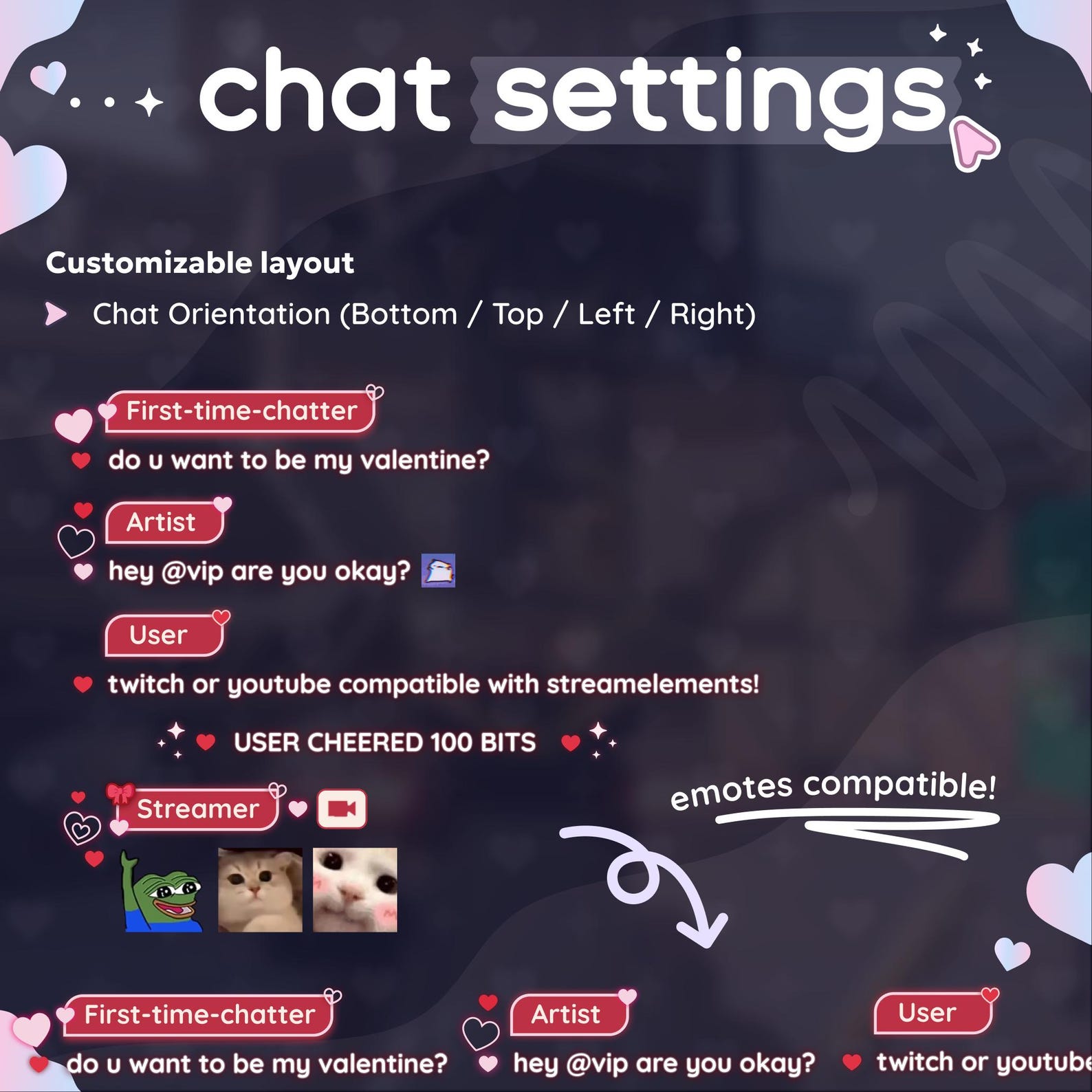 Heart Valentine Chat Widget | OBS, Streamelements & Streamlabs Desktop ...