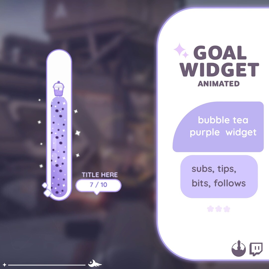 P2U Bubble Tea Purple Tea Kawaii Vertical Goal Widget Customizable Cute ...