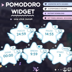 Star Sparkles Pomodoro Timer Widget | Twitch Streamelements OBS (P2U ...