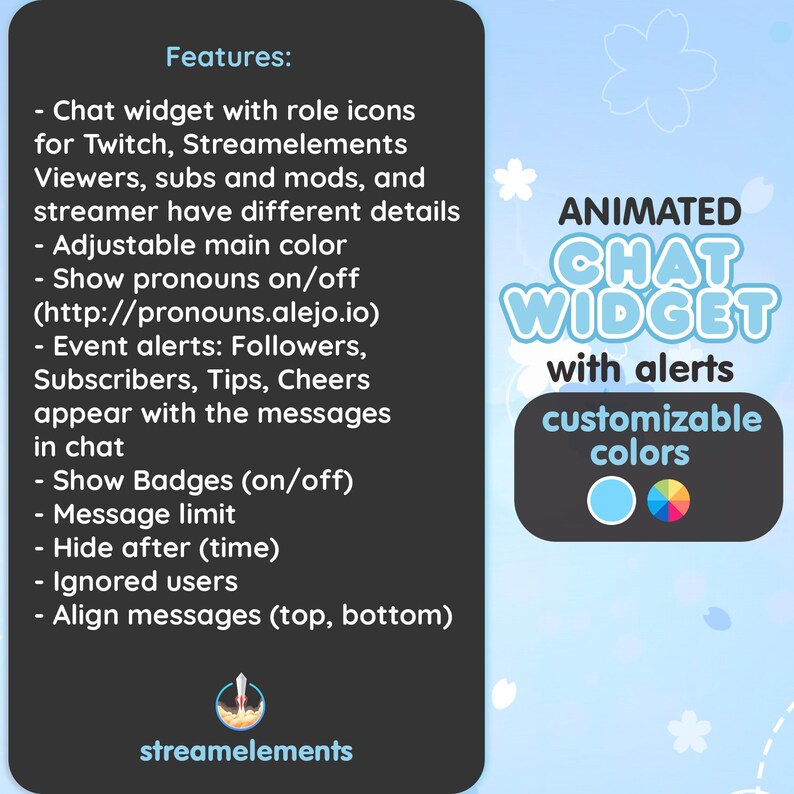P2U Customizable Chat Widget Cherry Blossom Blue Sakura Stream Chatbox ...