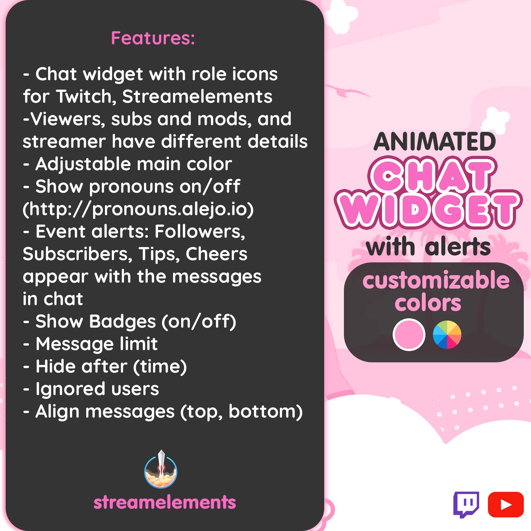 P2U Customizable Chat Widget Moon Pink Stream Chatbox Cute - Etsy