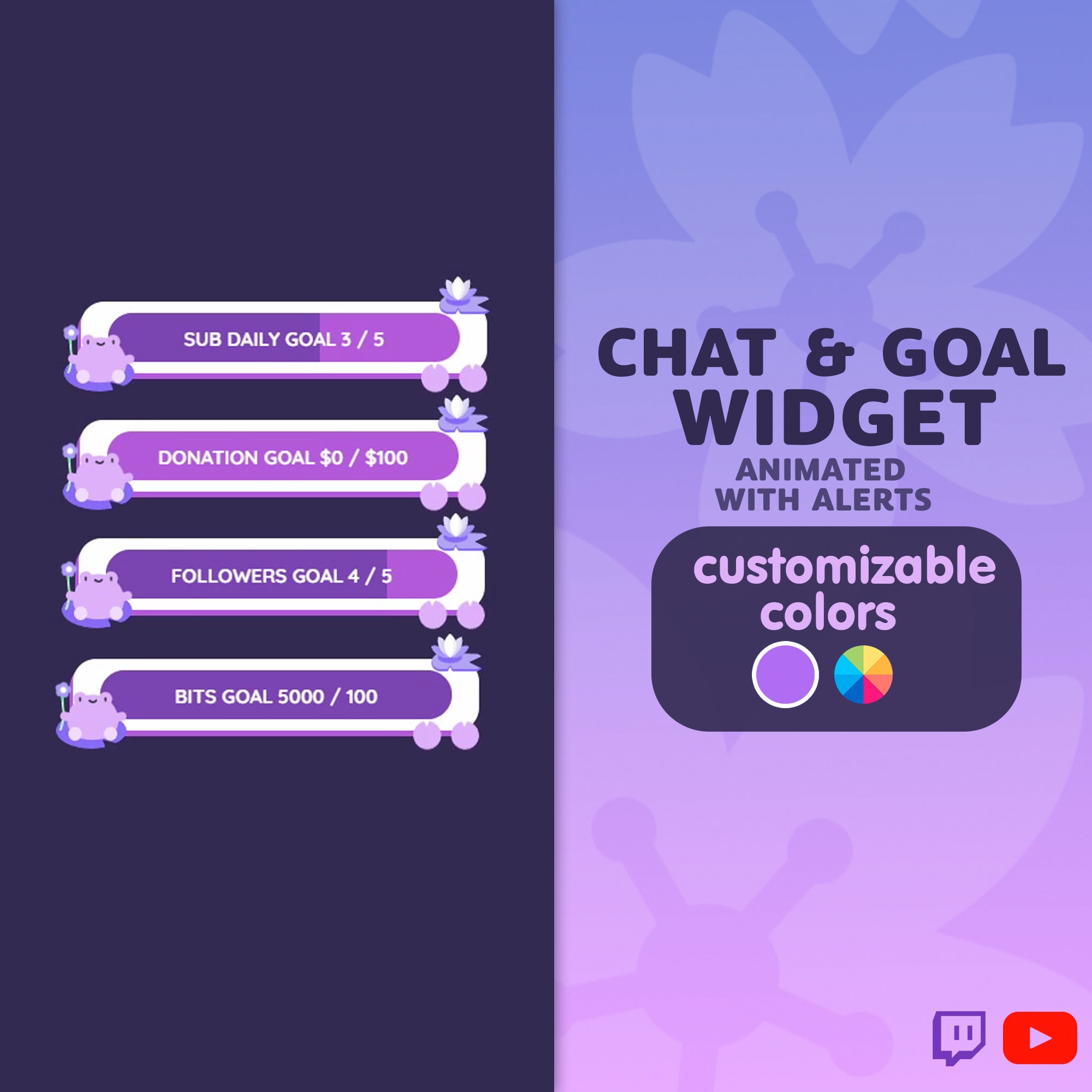 P2U Customizable Chat Widget Goal Frog Toad Lotus Flower Purple Leaf ...