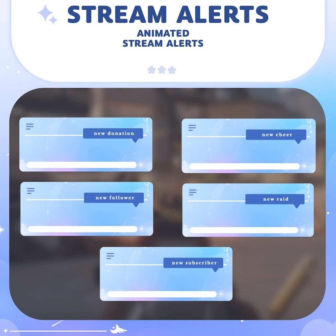 Animated Blue Cloud Stream Alerts: Sparkle Star Design (PNG & WEBM) - Etsy