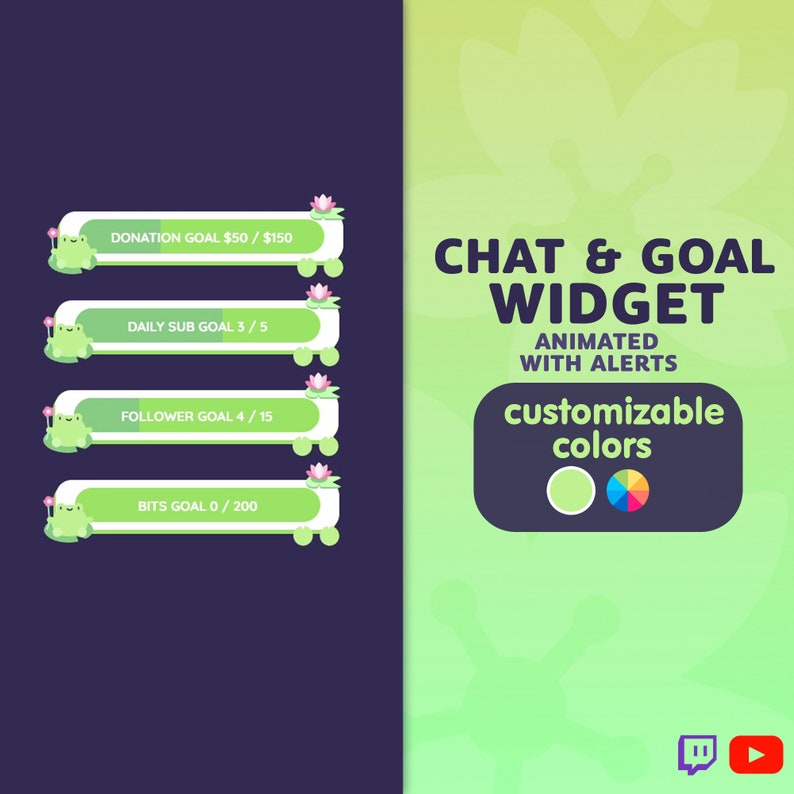 P2U Customizable Chat Widget Goal Frog Toad Lotus Flower Green Leaf ...