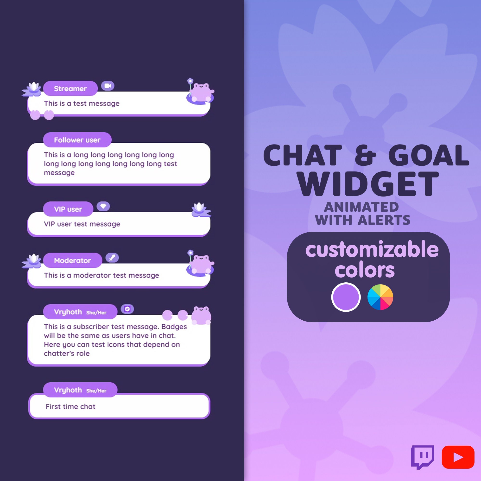 P2U Customizable Chat Widget Goal Frog Toad Lotus Flower Purple Leaf ...