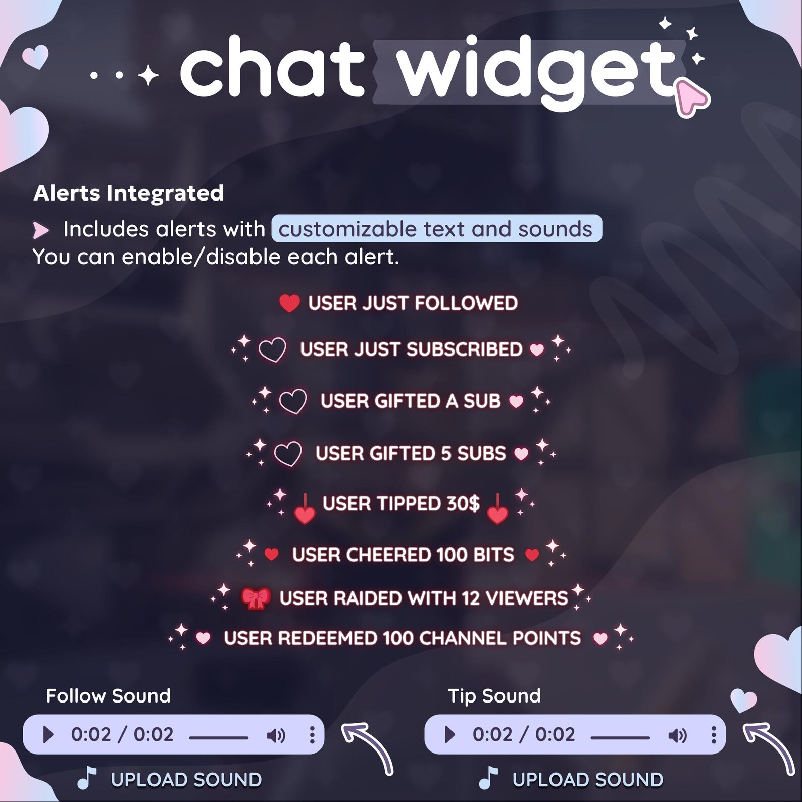 Heart Valentine Chat Widget | OBS, Streamelements & Streamlabs Desktop ...