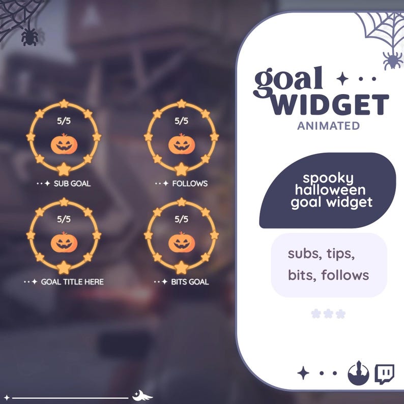 Pumpkin Halloween Goal Widget: Orange Sparkles, Custom Stream Overlay ...