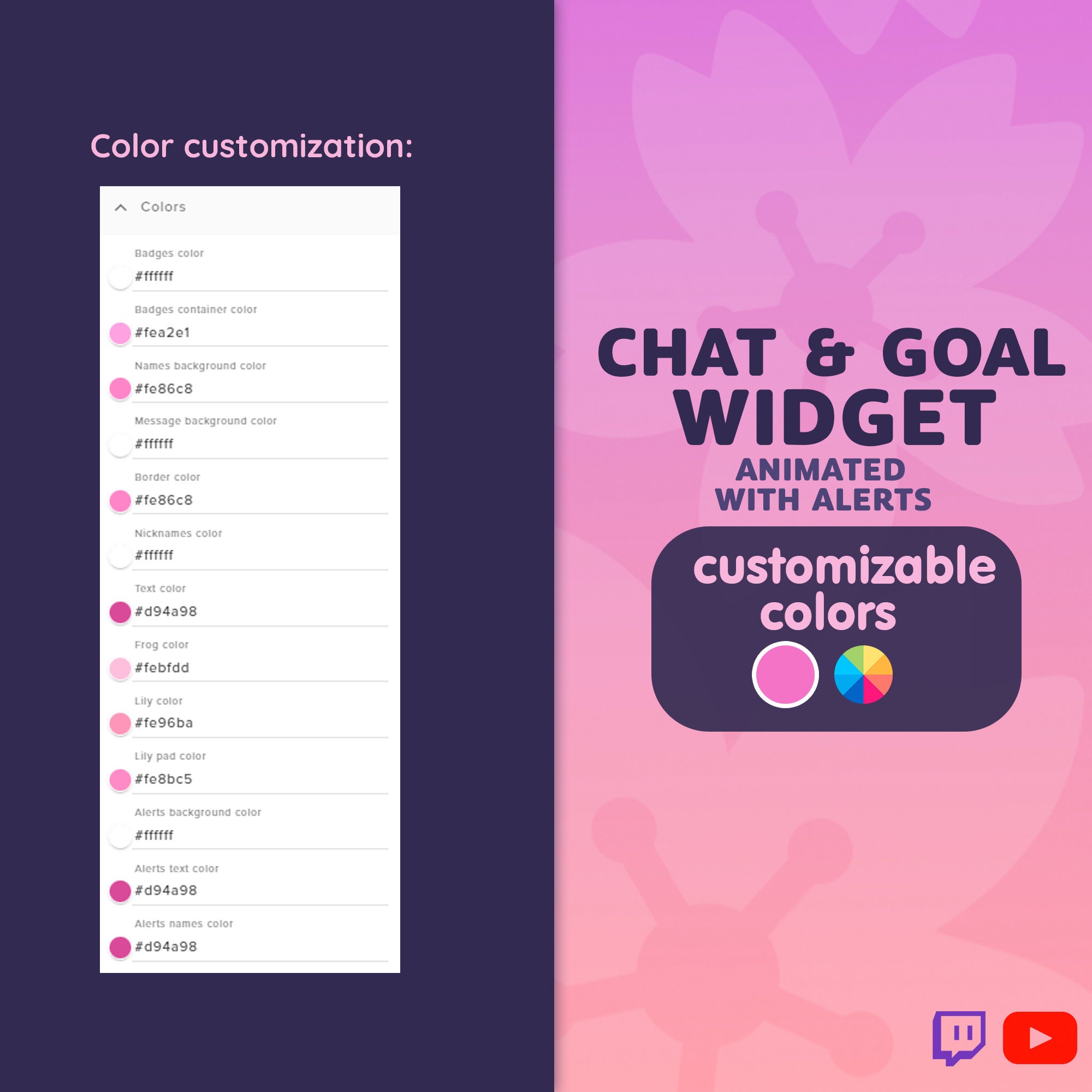 P2U Customizable Chat Widget Goal Frog Toad Lotus Flower Pink Leaf ...