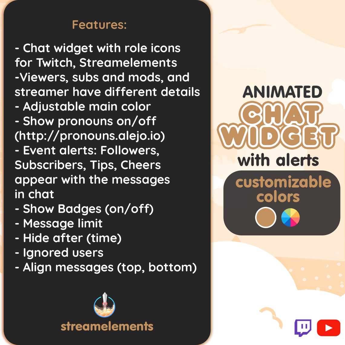 P2U Customizable Chat Widget Paw Pet Cat Dog Brown Stream Chatbox Cute ...