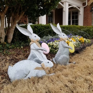 Metal Easter Bunny Decor, Indoor Outdoor Standing Spring Bunny Easter ...