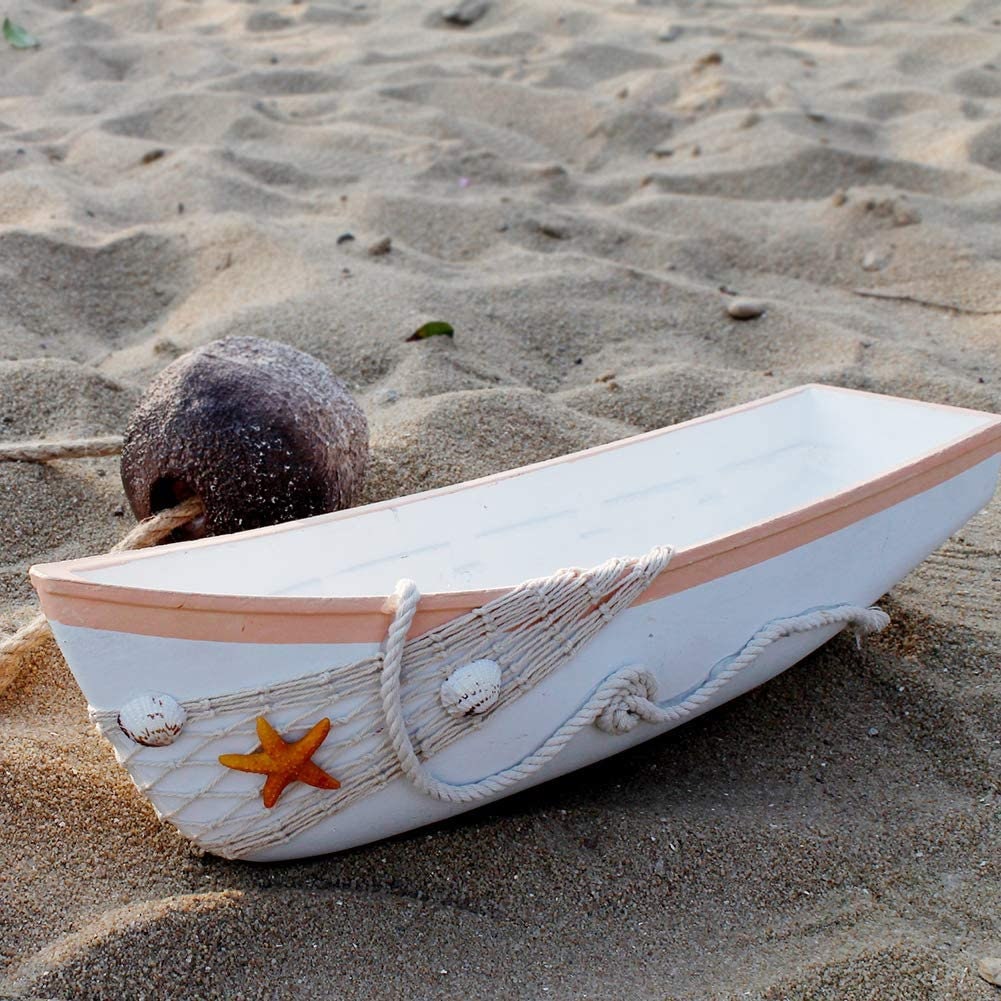 Wooden Boat Tray Decor-canoe Boat Tray Display With Fish Net - Etsy