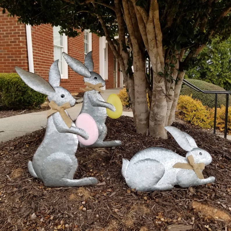 Metal Easter Bunny Decor Indoor Outdoor Standing Spring Bunny - Etsy