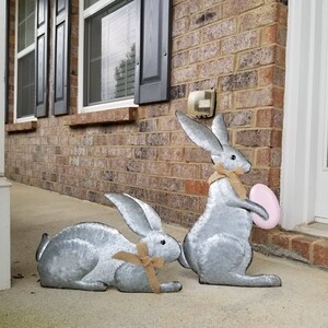 Metal Easter Bunny Decor, Indoor Outdoor Standing Spring Bunny Easter ...