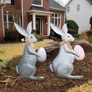 Metal Easter Bunny Decor, Indoor Outdoor Standing Spring Bunny Easter ...