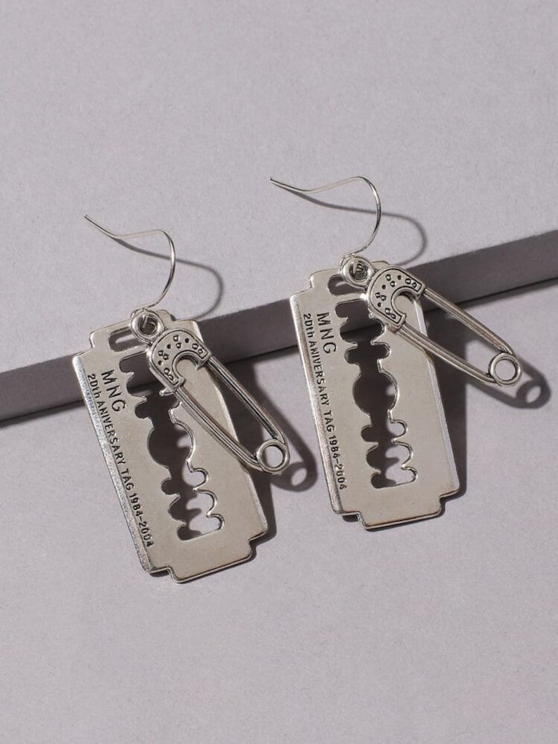 Razor Blade Silber Ohrringe emo goth coole Mode Rock Tattoo | Etsy