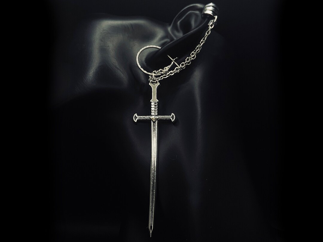 Samurai Sword Earrings Knife Earrings Gothic Earrings Chain Earrings ...