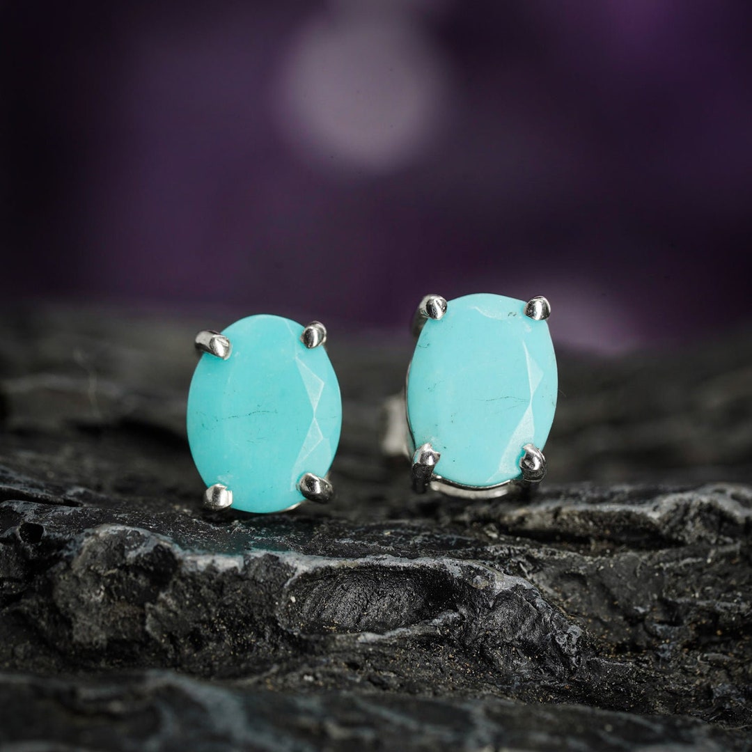Sleeping Beauty Turquoise Stud Earrings Sterling Silver Gemstone ...