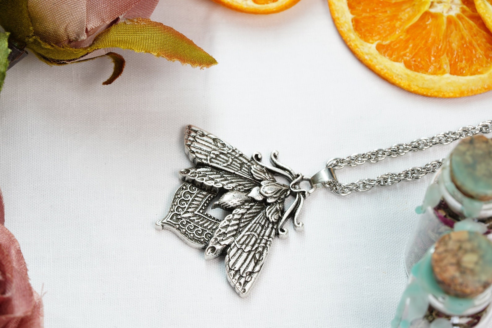 Moth Necklace Gothic Jewelry Hawk Moth Gothic Necklace - Etsy