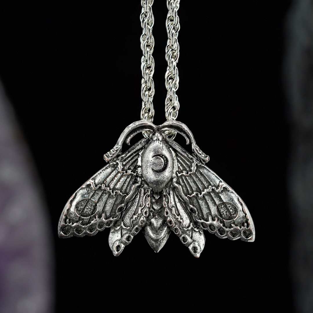 Chunky Moth Necklace Gothic Jewelry Hawk Moth Gothic Necklace Moth ...