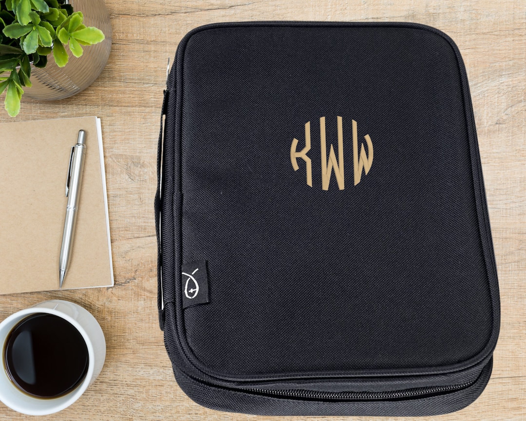Personalized Bible Cover Monogram Embroidered black Canva - Etsy