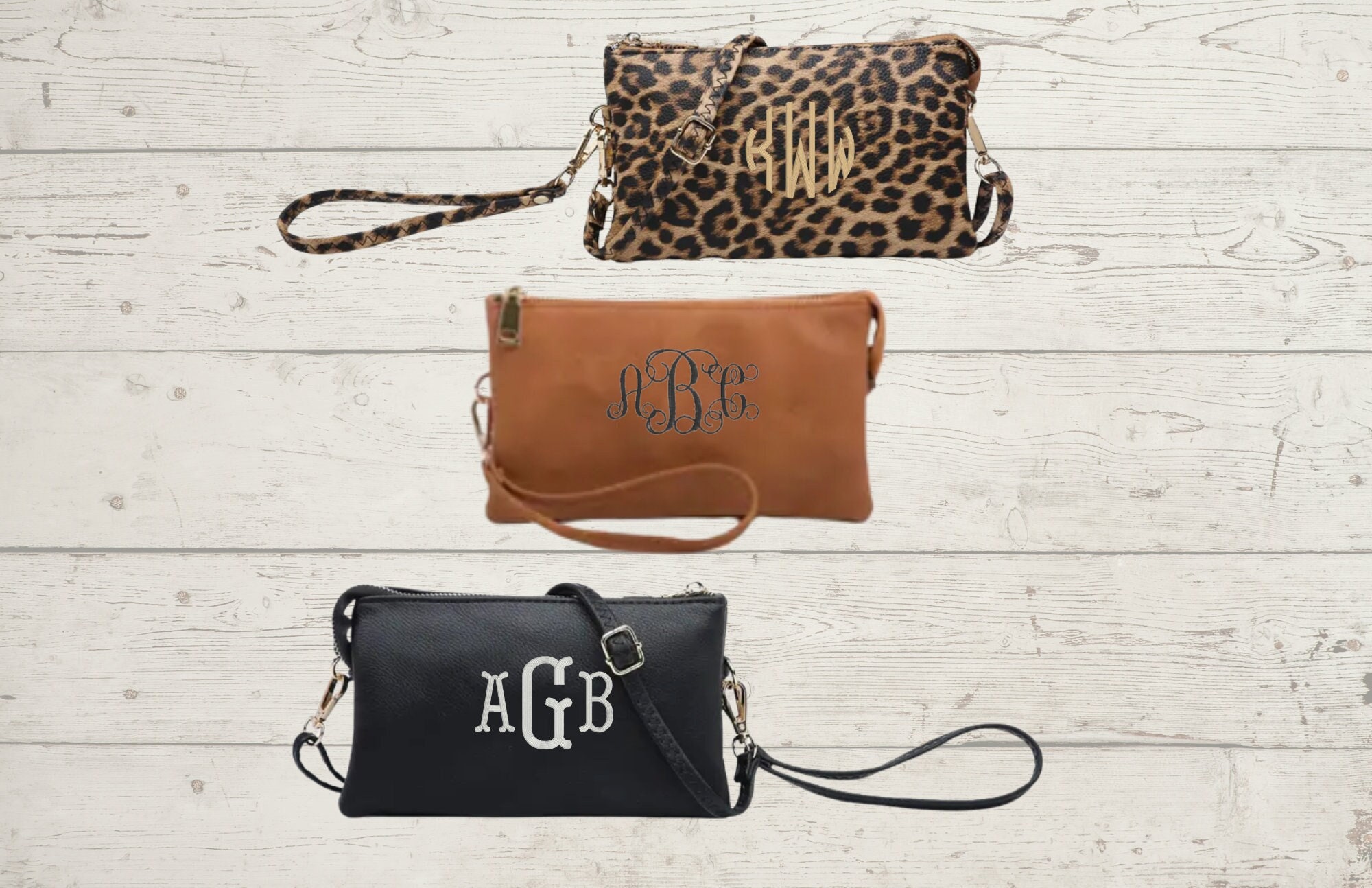 Personalized Purse Jen and Company Monogrammed Crossbody Wristlet Black ...