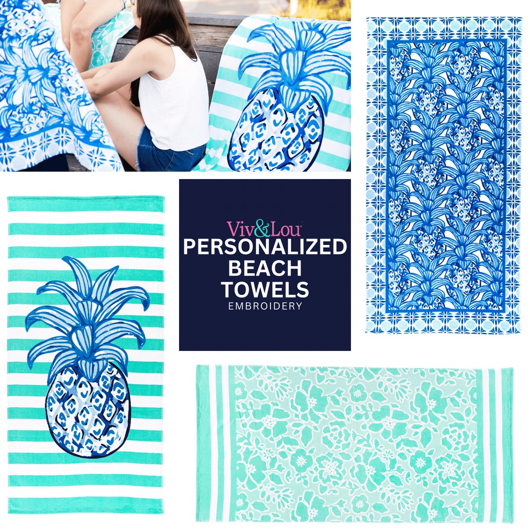 Personalized Towel, Viv and Lou Cotton 60x30, Beach Towel, Spring ...