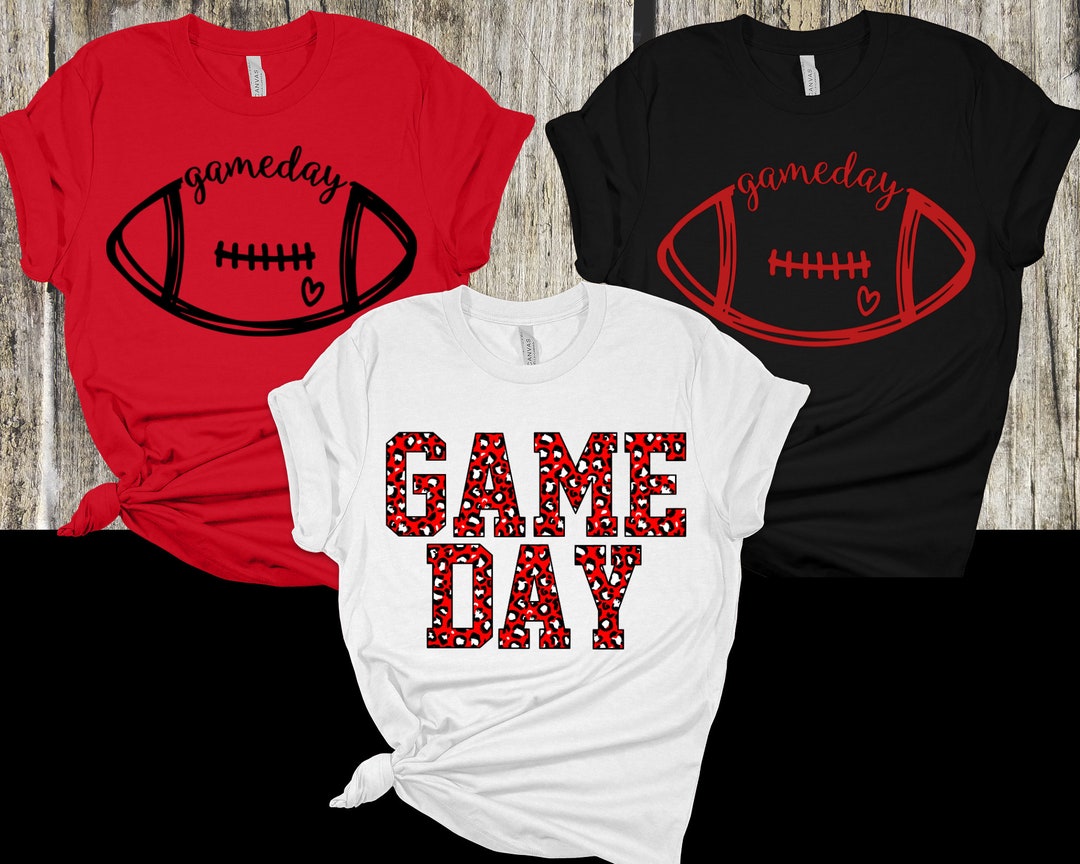 Game Day Football Tees, Red, Black and White - Support Your Favorite ...