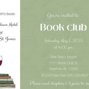 Editable Book Club Invitations, Edit on Canva, Instant Download ...