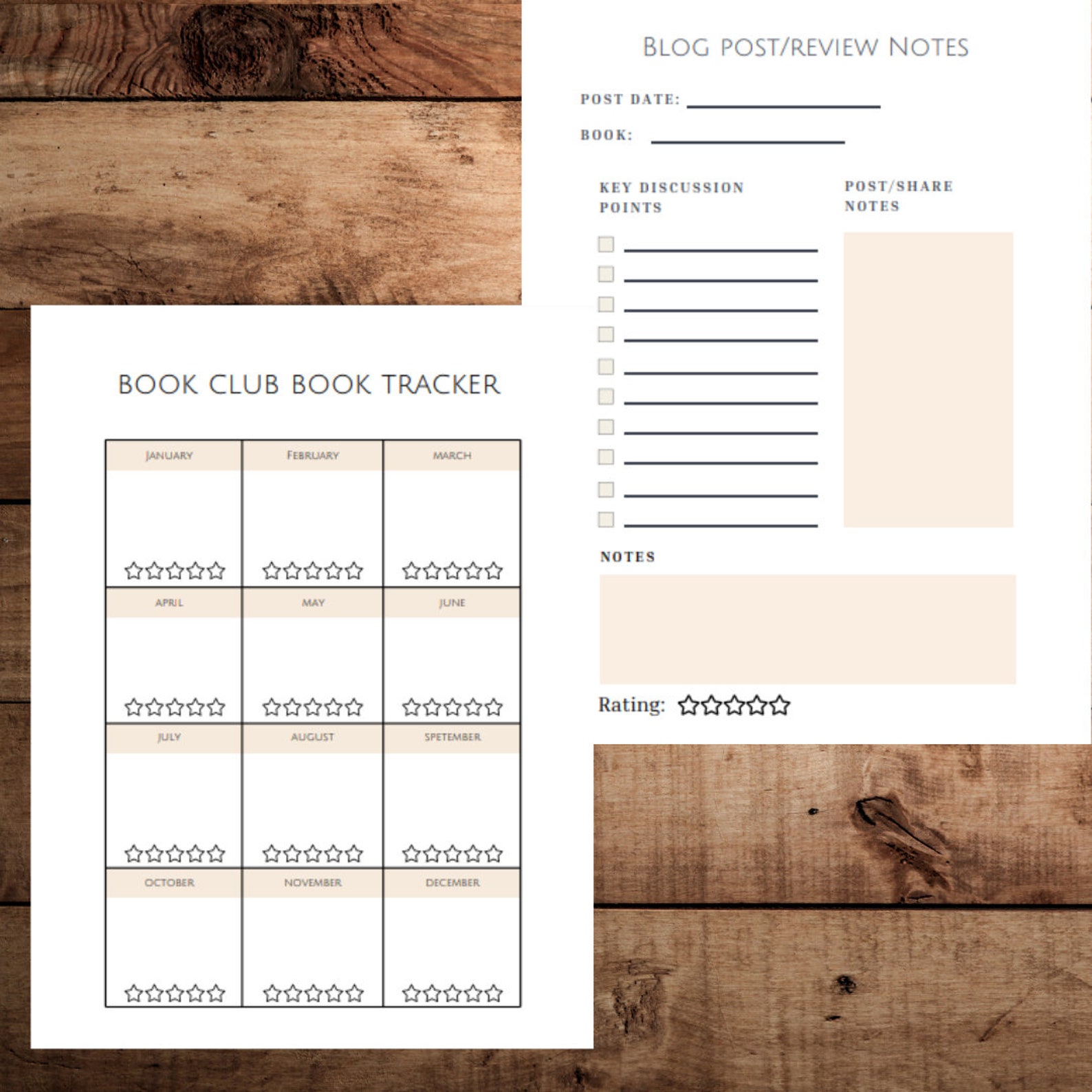 Printable Book Club Book Blogger Tracker and Planner | Etsy