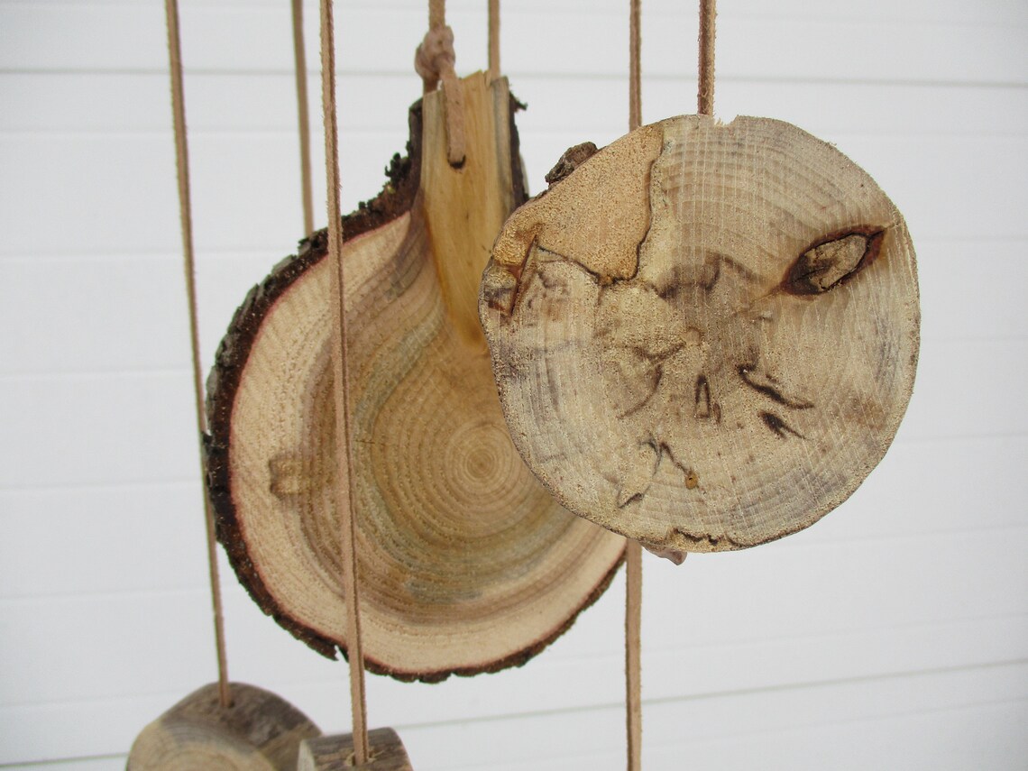 Wood Wind Chime Wood Slices Wind Hanging - Etsy Canada
