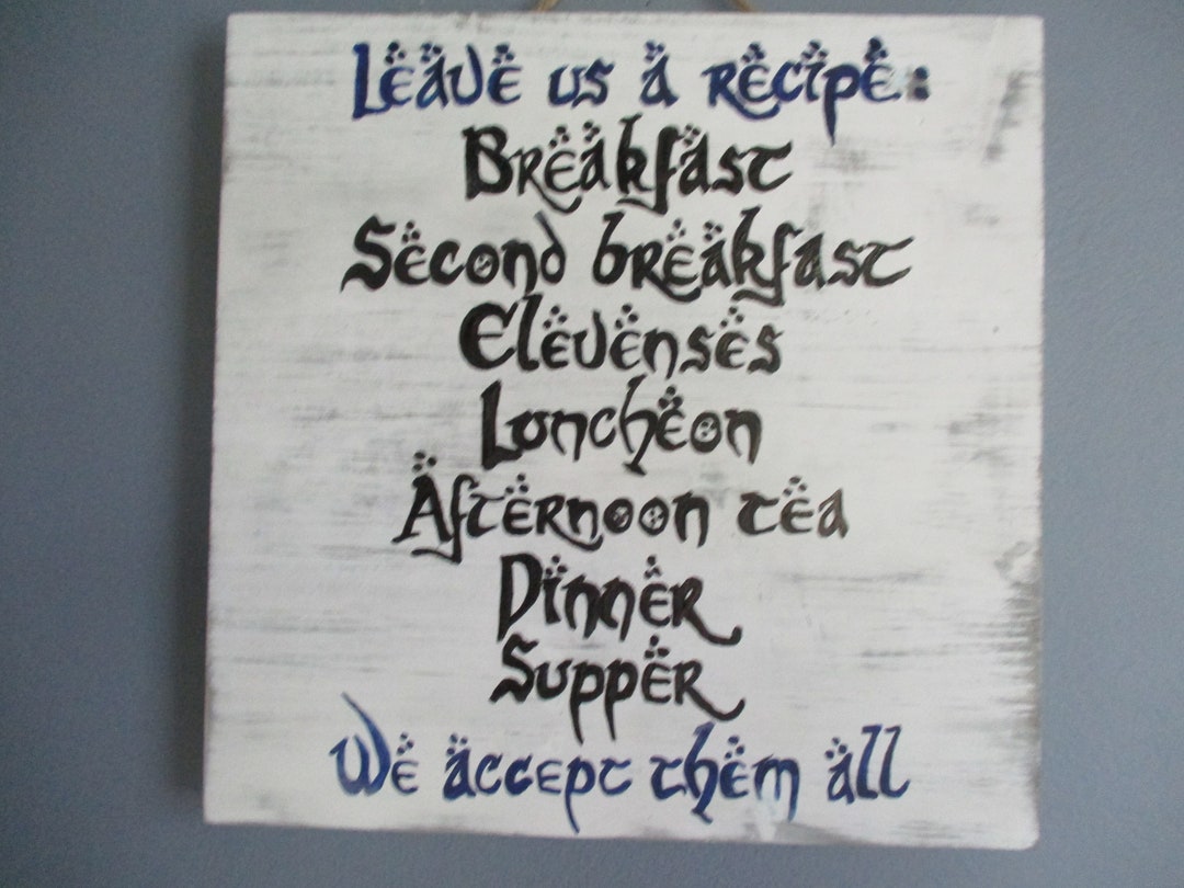 Hobbit Menu, J.R. Tolkien, Kitchen Menu, Kitchen Signs - Etsy