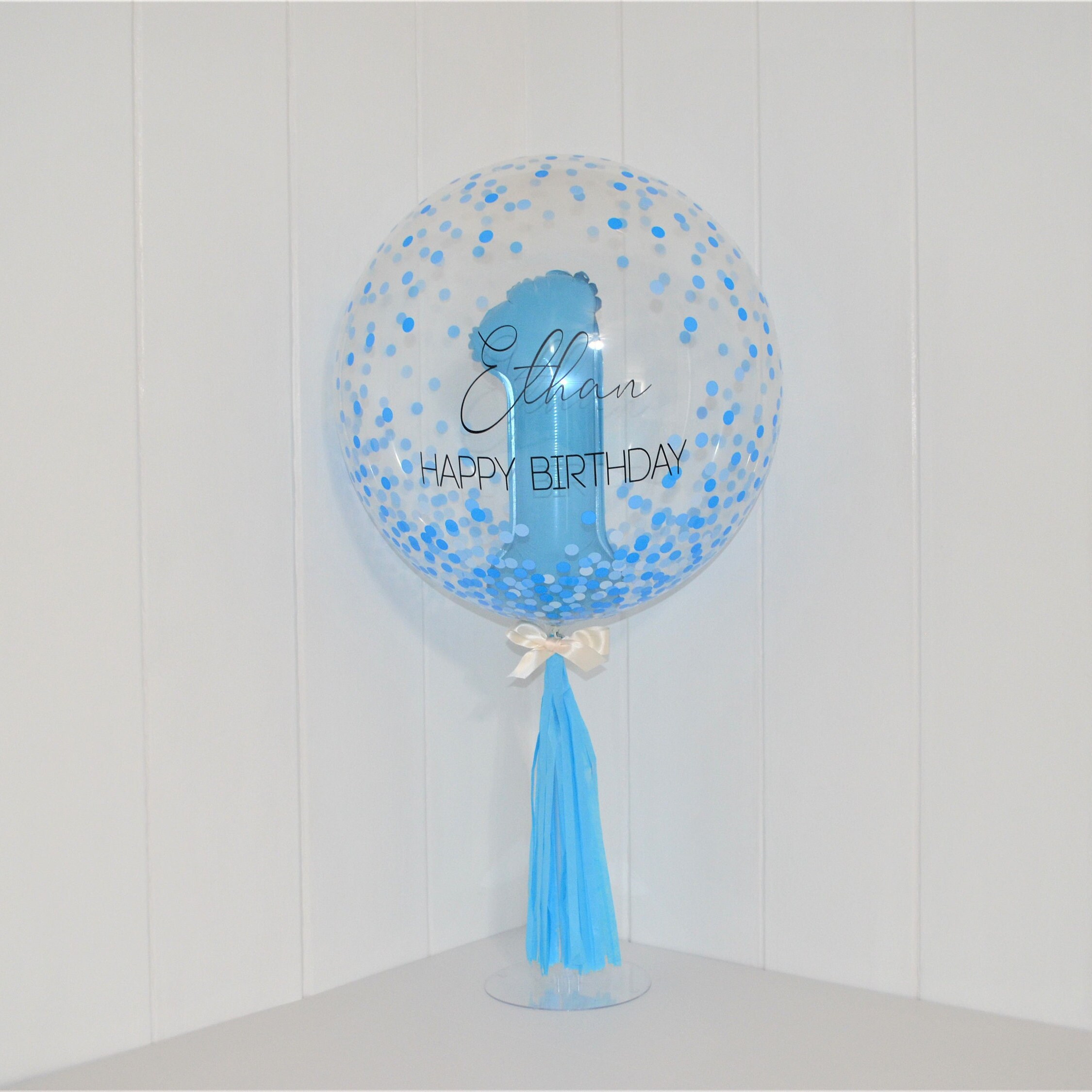 DIY FULL Kit Balloon, 24" Blue Theme Birthday, Confetti Balloon+number ...