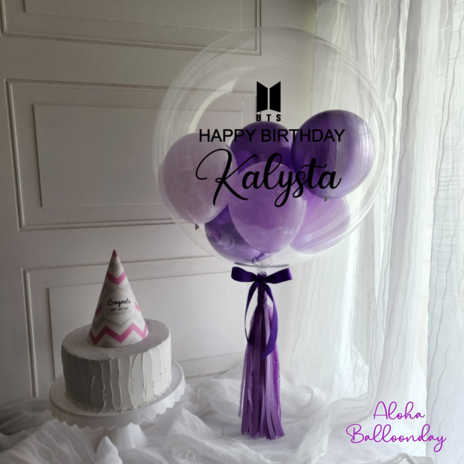 BTS Chrome Puple DIY FULL Kit Balloon,24" Personalized Balloon,clear ...